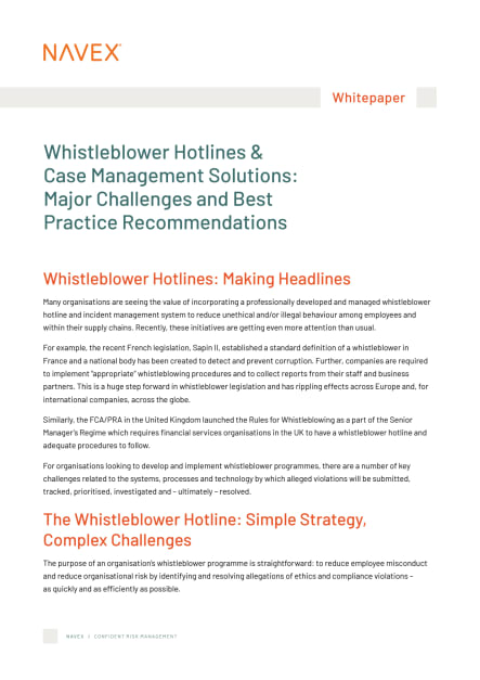 Whistleblower Hotlines and Case Management Solutions - Major Challenges and Best Practice ...
